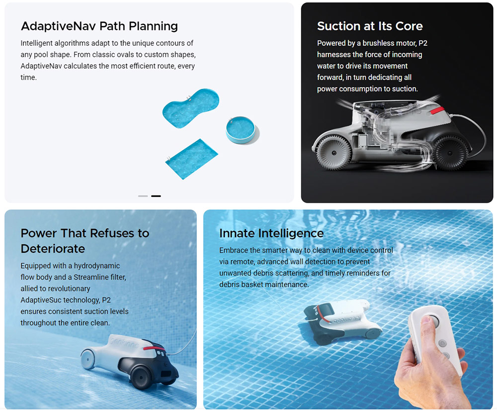 Genkinno P2 Master Kit Robot Pool Vacuum, 2500GPH Suction Power, 120 ...