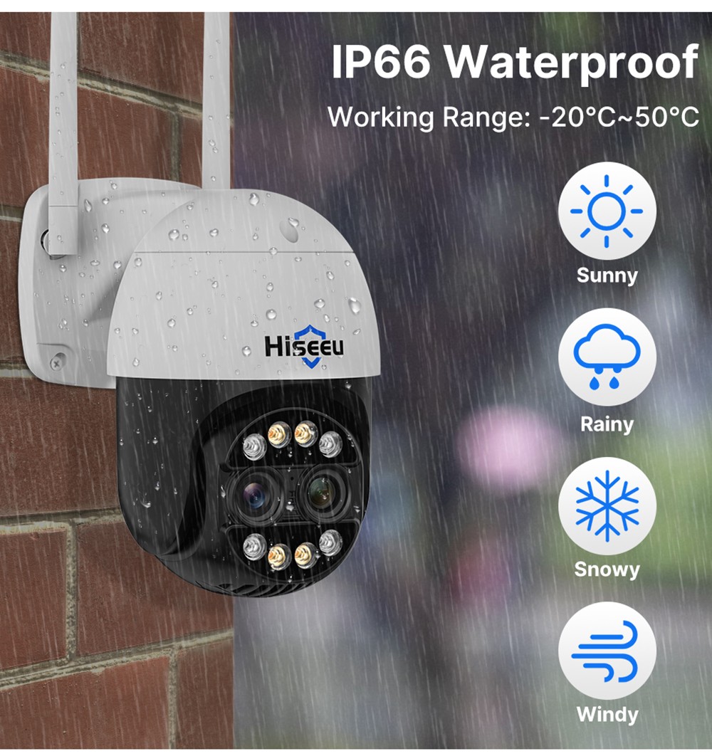 Hiseeu 4K 8MP Wireless Security Camera, Dual Lens, 8X Zoom, 2-Way Audio ...